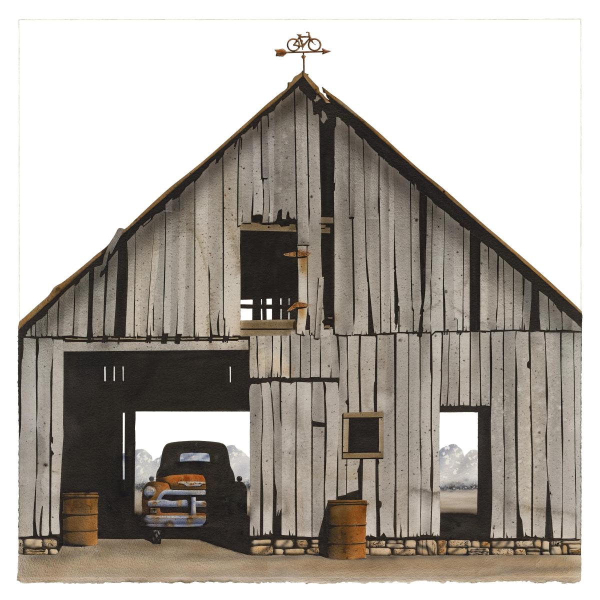 George Dombek - Oklahoma Barn with Truck | exhibit art gallery